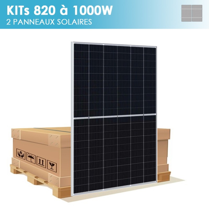 Kit de 2 panneaux solaires photovoltaïques de 820 à 1000W